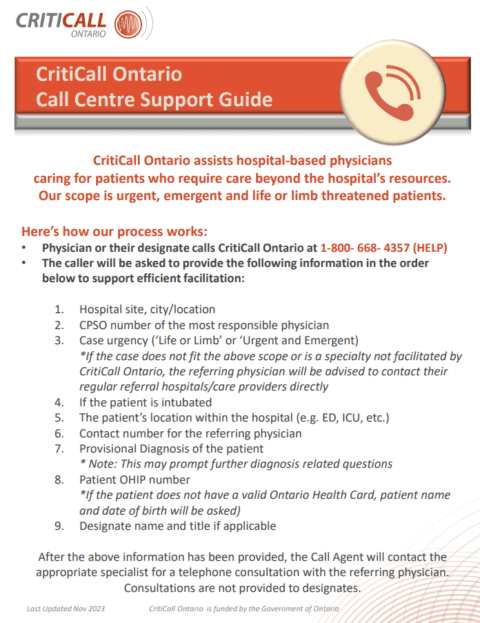 Our Resources » CritiCall Ontario