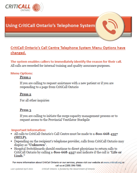 Our Resources » CritiCall Ontario